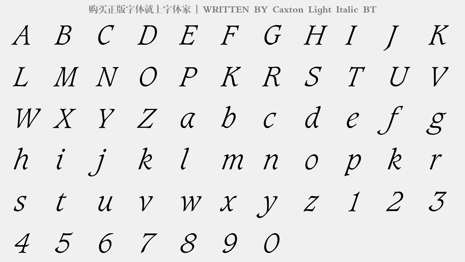 Caxton Light Italic BT免费字体下载 - 英文字体免费下载尽在字体家