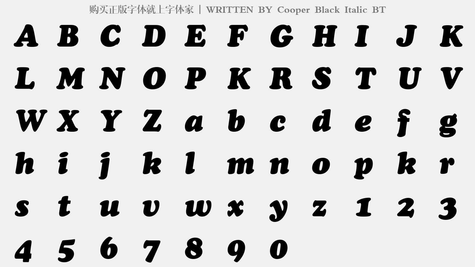 Cooper Black Italic BT免费字体下载 - 英文字体免费下载尽在字体家