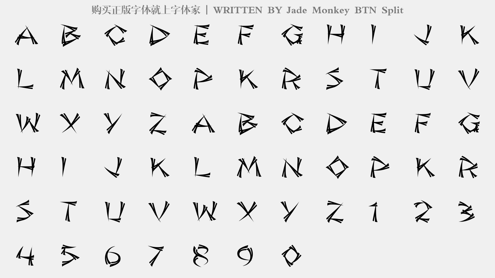 Jade Monkey BTN Split免费字体下载 - 英文字体免费下载尽在字体家