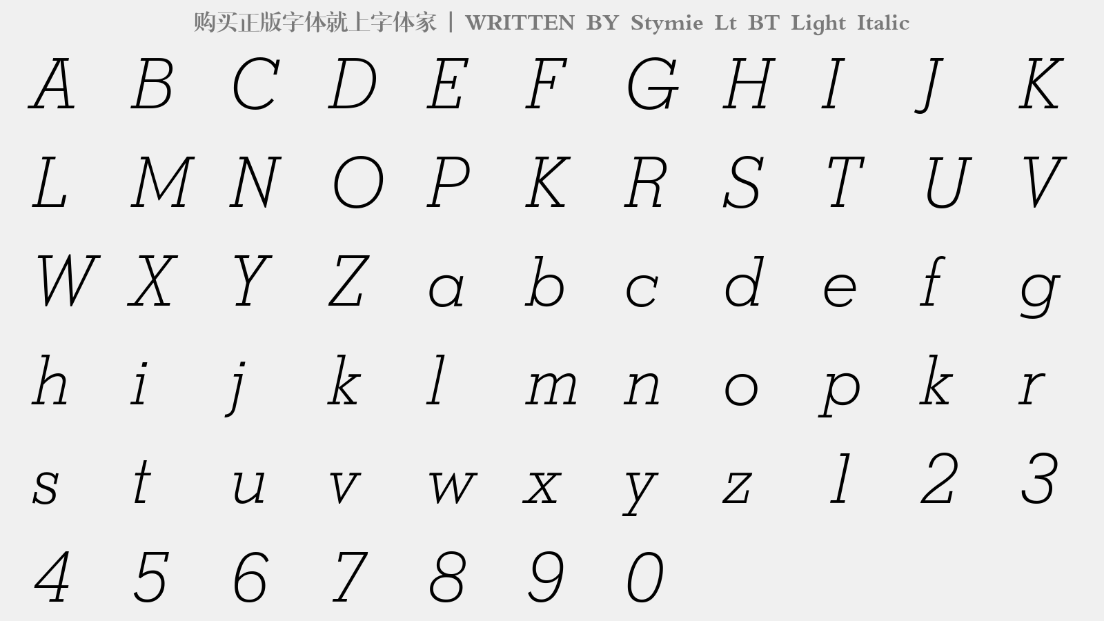 Stymie Lt BT Light Italic免费字体下载 - 英文字体免费下载尽在字体家