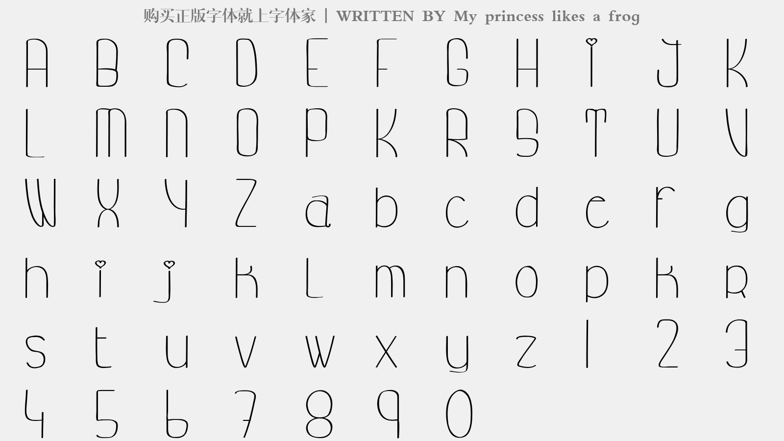 My princess likes a frog免费字体下载 - 英文字体免费下载尽在字体家