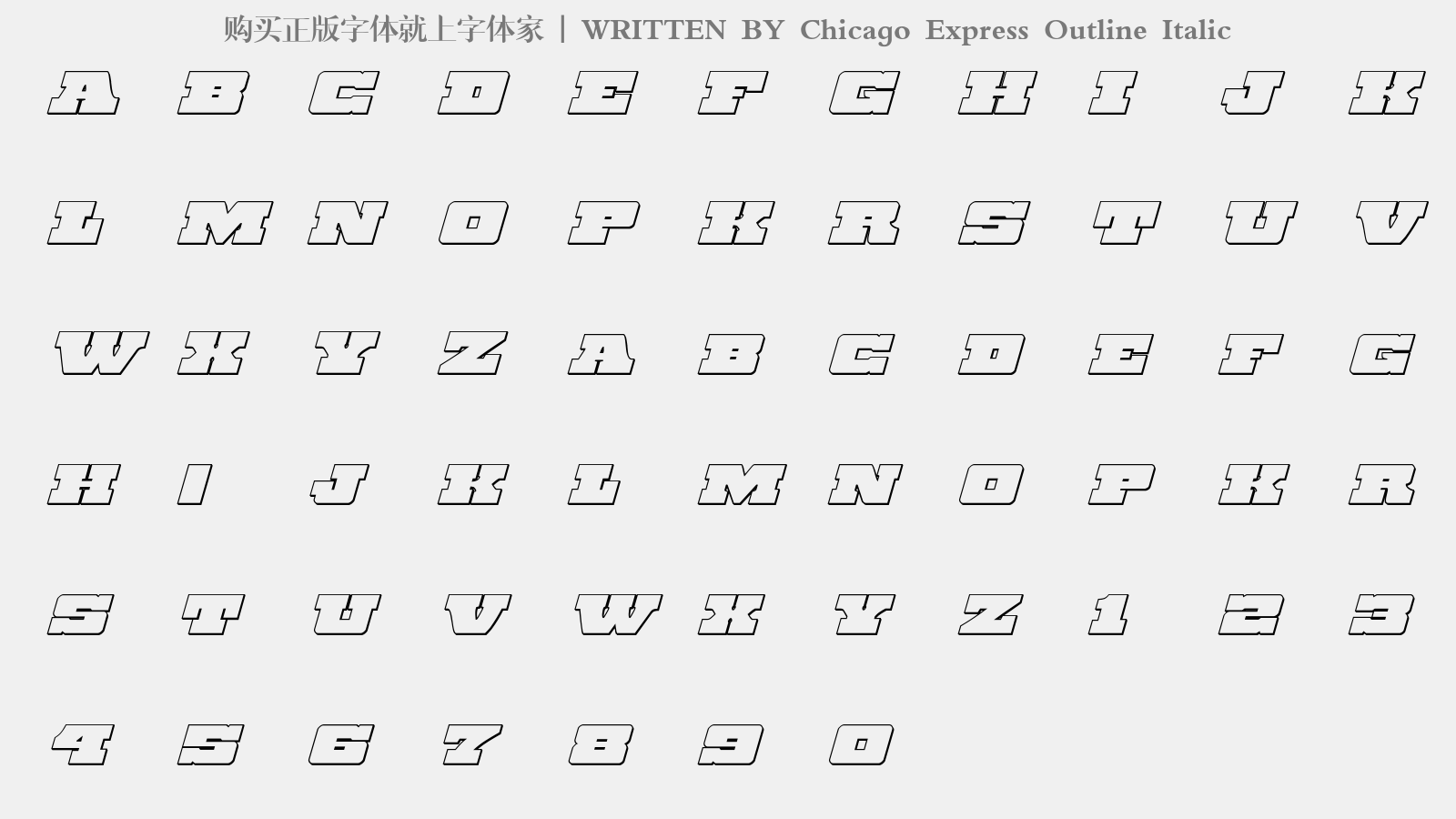 Chicago Express Outline Italic免费字体下载 - 英文字体免费下载尽在字体家